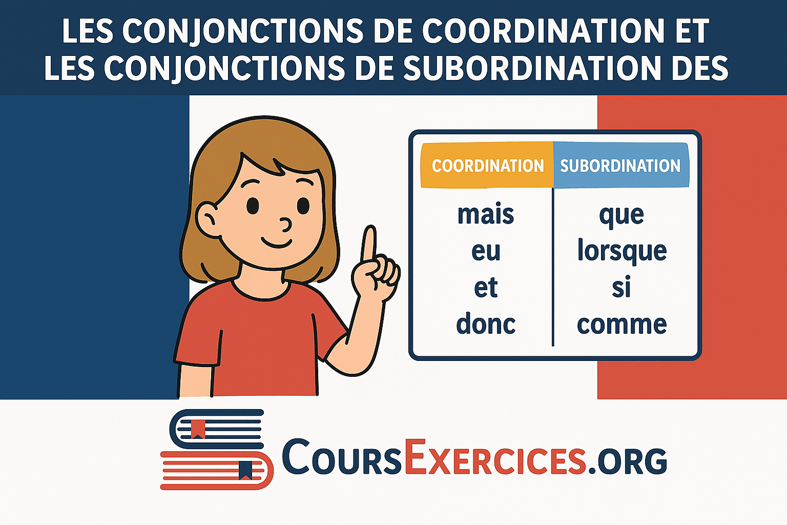 Les conjonctions de coordination et de subordination | Cours et ...